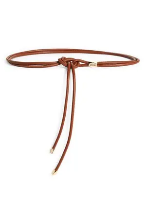Isabel Marant Silvia Leather Tie Belt - Cognac/gold