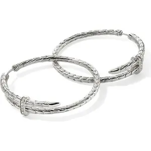 John Hardy Spear Hoop Diamond Earrings - Silver