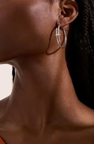 John Hardy Spear Hoop Earrings With Diamonds - Silver
