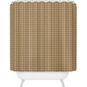 DENY DESIGNS Kraft Grid Shower Curtain - Beige