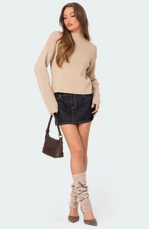 EDIKTED Kimberly Rib Funnel Neck Sweater