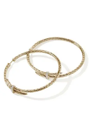 John Hardy Spear Diamond Hoop Earrings - Gold