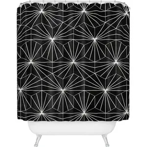 DENY DESIGNS Hexagonal Pattern Shower Curtain - Black-white
