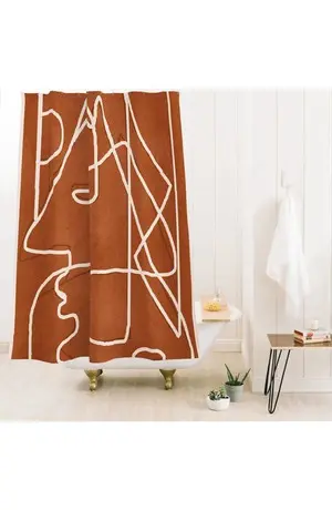 DENY DESIGNS Abstract Face Sketch Shower Curtain