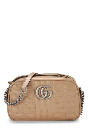 Gucci Gucci Beige Leather GG Marmont Crossbody Small Beige