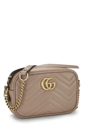 Gucci Leather Gg Marmont Crossbody - Pink