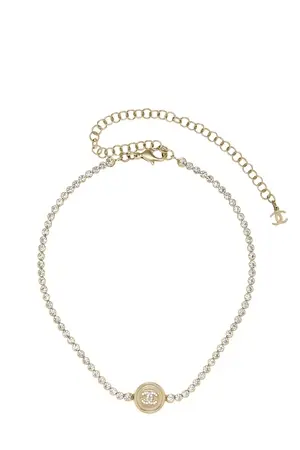 Chanel Necklace With Crystal 'cc' Logo - Gold