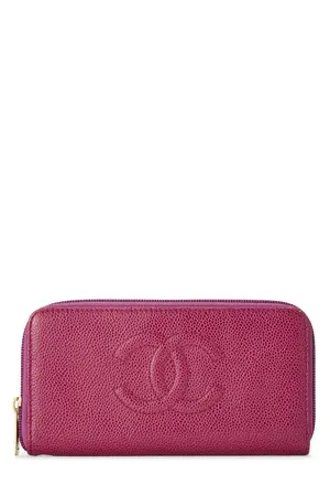 Chanel Caviar 'cc' Zip Around Wallet - Pink