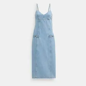 COACH Heritage C Long Denim Dress In Organic Cotton