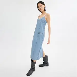 COACH Heritage C Long Denim Dress In Organic Cotton