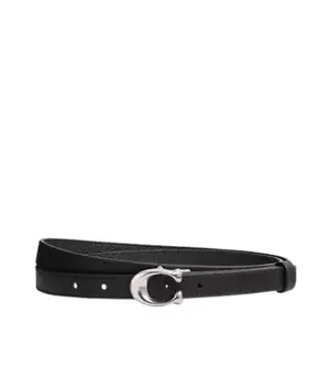 COACH Sculpted Signature Buckle Reversible Belt - Silver/black