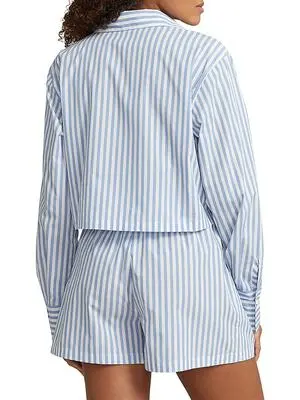 Ralph Lauren Shirting Stripes Cropped 2-piece Pajama Set