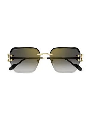 Cartier C Decor 58mm 24k-gold-plated Metal Rimless Butterfly Sunglasses - Gold Grey Gradient