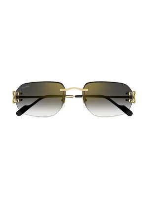 Cartier C Decor 58mm 24k-gold-plated Metal Rimless Pilot Sunglasses - Gold Grey Gradient
