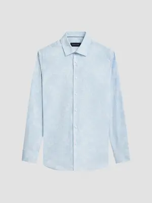 Bugatchi Julian Floral Cotton Button-front Shirt - Sky