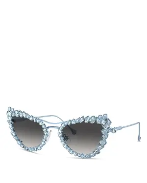 SWAROVSKI Butterfly Clip On Sunglasses, 56mm - Blue/gray Mirrored Gradient