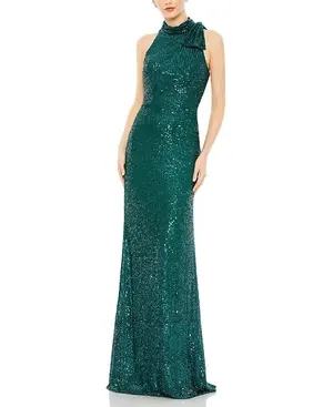 Teal Halterneck Maxi Gowns