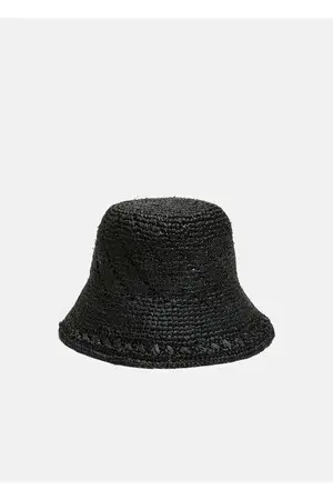 Vince Straw Bucket Hat - Black