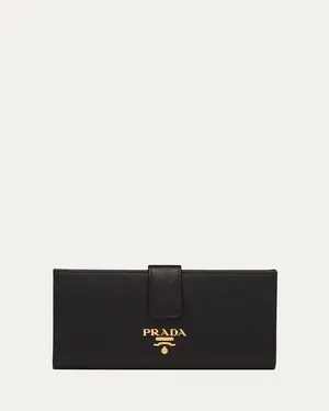 Prada Medium Bifold Leather Wallet - Nero