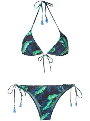 LYGIA & NANNY Maya Leaf-print Bikini - Blue