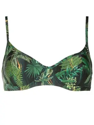 LYGIA & NANNY Fiji Leaf-print Bikini Top - Green