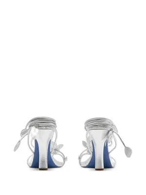 Burberry Ivy Flora 105mm Leather Sandals - Silver