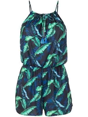 LYGIA & NANNY Laya Leaf-print Playsuit - Blue