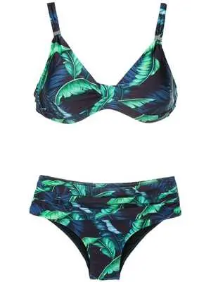 LYGIA & NANNY Marianne Leaf-print Bikini - Blue