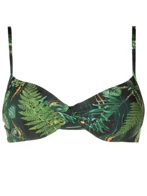 LYGIA & NANNY Cassis Leaf-print Bikini Top - Green