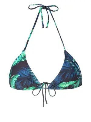 LYGIA & NANNY Hanna Leaf-print Bikini Top - Blue