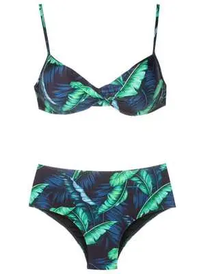 LYGIA & NANNY Verônica Leaf-print Bikini - Blue