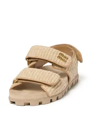 Miu Miu Double-strap Woven Sandals