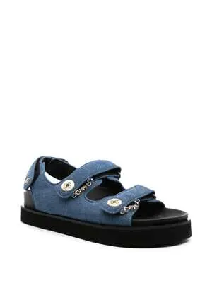 Maje Touch-strap Denim Sandals