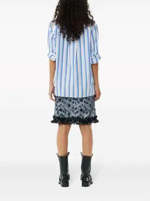 GANNI Striped Organic Cotton Shirt - Blue