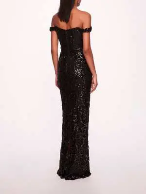 Marchesa Sequin Sweetheart-neck Gown