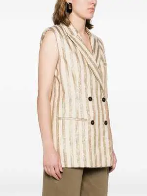 FORTE_FORTE Metallic Stripes Double-breasted Vest