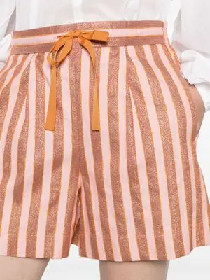 FORTE_FORTE Metallic-threading Striped Shorts - Pink