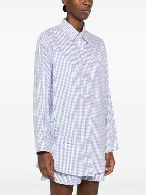 FORTE_FORTE Moon-embroidered Checked Shirt