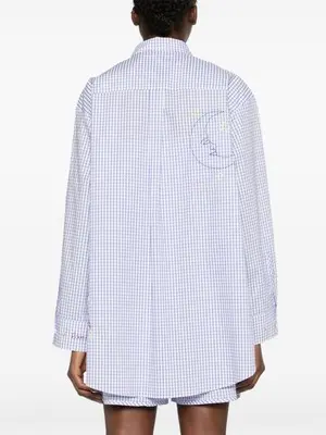 FORTE_FORTE Moon-embroidered Checked Shirt