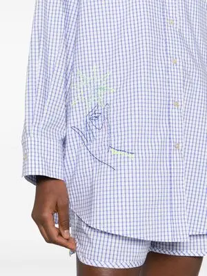 FORTE_FORTE Moon-embroidered Checked Shirt