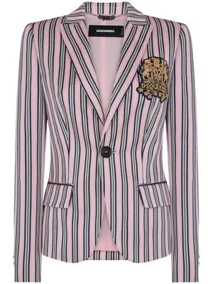 Dsquared2 Logo-patch Striped Blazer - Pink