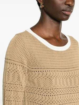 Liu Jo Pointelle-knit Sheer Top
