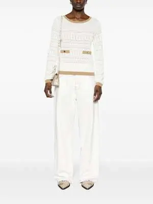 Liu Jo Long-sleeve Pointelle-knit Blouse