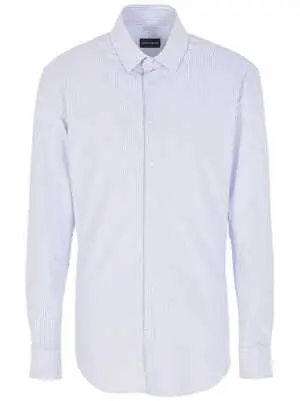 Giorgio Armani Striped Cotton-blend Shirt - Blue