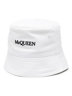 Alexander McQueen Logo-embroidered Bucket Hat - White
