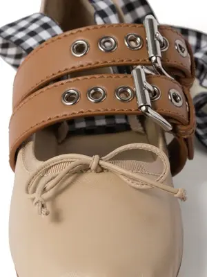 Miu Miu Buckled Ballet Pumps - Neutrals
