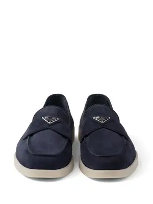 Prada Logo-plaque Suede Loafers