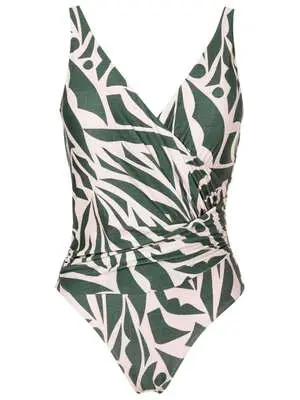 LYGIA & NANNY Maisa Abstract-print Draped One-piece - Green
