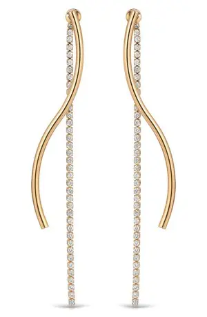 Ettika Swerve Cubic Zirconia Front/back Earrings - Gold
