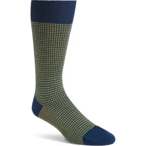 Pantherella Pantherella Highbury Houndstooth Dress Socks Dark Blue